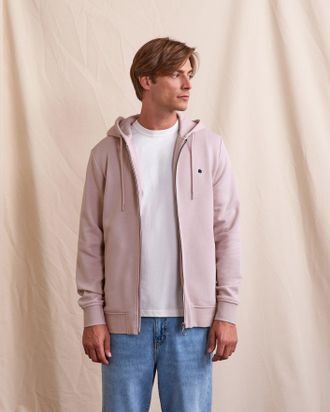 Faguo Sweat zipp&eacute; &agrave; capuche rose gris&eacute;