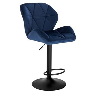 Woltu Tabouret de Bar r&eacute;glable en Hauteur, Chaise Haute pour Bar avec Dossier, si&egrave;ge rembour&eacute; en Velours Pied en m&eacute;tal,Bleu,BH139bl-1