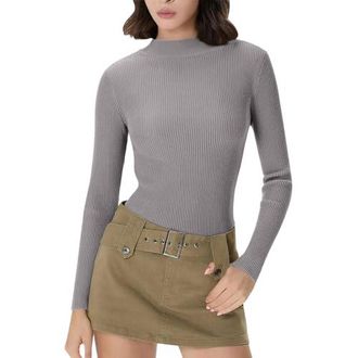 Generic Haut &agrave; col roul&eacute; c&ocirc;tel&eacute; uni &agrave; manches longues pour femme, pull en tricot chaud et ajust&eacute; pour le quotidien, le bureau et par temps froid, gris, XXL