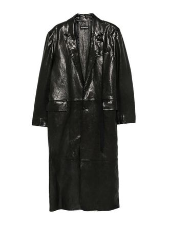 Ann Demeulemeester Ledermantel - Schwarz