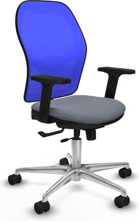 Piqueras y Crespo Atmungsaktiver B&uuml;rostuhl mit 2D-Armen, h&ouml;henverstellbare Lendenwirbelst&uuml;tze, ausgestattet mit Syncro/Translack und Schaumstoff, Blau/Grau