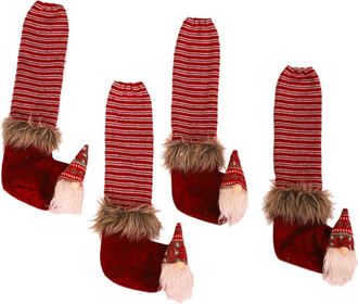 Soimiss 4 St&uuml;ck rutschfeste Stuhlbeinschoner Strickbez&uuml;ge Dunkelrot Tischbeinabdeckungen f&uuml;r Zuhause und Weihnachten