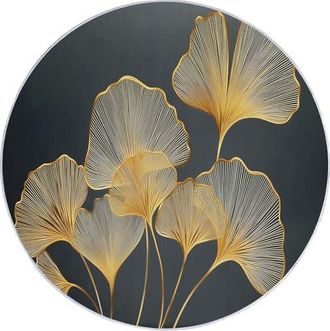 Generic Home Tapis Rond Life Tapis de Jeu, 150 cm (Round) pour la Chambre, Convient aux Enfants Lignes de Luxe Ginkgo Facile dentretien, r&eacute;sistant Or