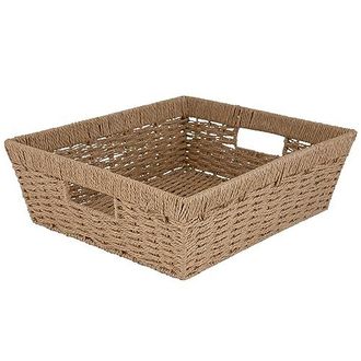 Simplify Grand panier de rangement pour &eacute;tag&egrave;re | Dimensions : 38,1 x 33 x 12,7 cm | Design tiss&eacute; hollandais | Organisation de la maison | Mat&eacute;riau en corde de