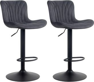 Clp Ensemble de 2 tabourets de bar noirs linus, velours