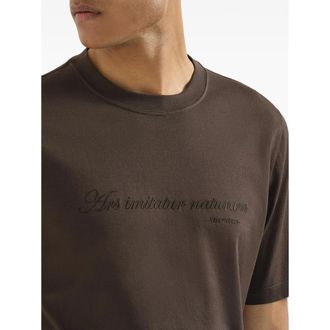 Brunello Cucinelli Embroidered Cotton T-Shirt - Brown
