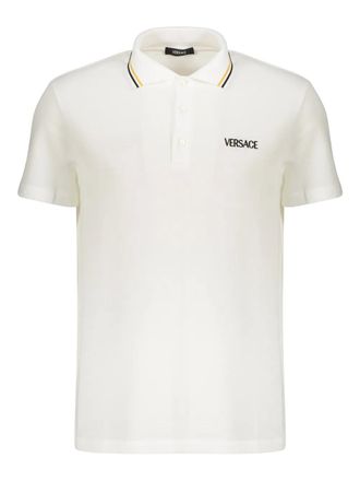 Versace polo en coton à manches courtes - Blanc