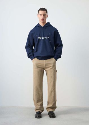 Mango Bedrucktes Kapuzen-Sweatshirt aus 100% Baumwolle tintenblau - Herren - XXL - MANGO MAN