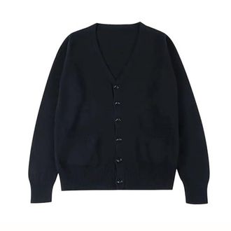 Generic Femmes Col V Solide Tricot Top Cardigan Mode Cardigan Printemps Fin Manches Longues Slim Vestes, noir, Taille XS