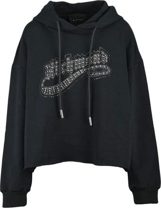 John Richmond Femme, Sweatshirts et sweats &agrave; capuche, Noir, Taille: 36 FR Felpa corta cappuccio