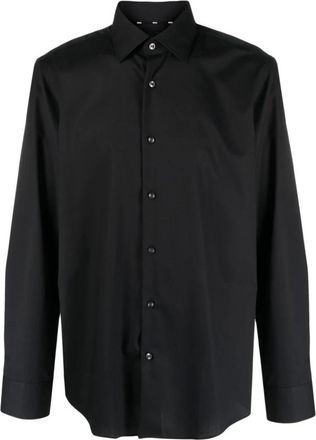 HUGO BOSS Chemise Regular Fit en popeline de coton stretch facile &agrave; repasser - Homme - Chemises - Noir - Taille: 3XL