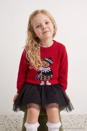 Trendyol KIDS M&auml;dchen Rot Mit Grafikprint Lang, Regular Fit Pullover
