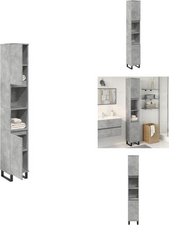 vidaXL Badschrank Betongrau 30x30x190 cm Holzwerkstoff - Badschrank - Badschränke - Badezimmerschrank - Schrank