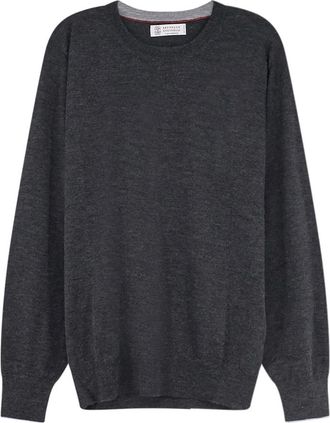 Brunello Cucinelli Leichter Pullover aus Kaschmir und Seide mit Rundhalsausschnitt - - Knitwear - Herren - Grau - M