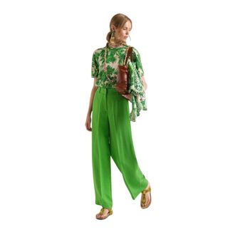 Maliparmi Maliparmi, Femme, Pantalons, Vert, Taille: 38 FR Pantalon intemporel en lin