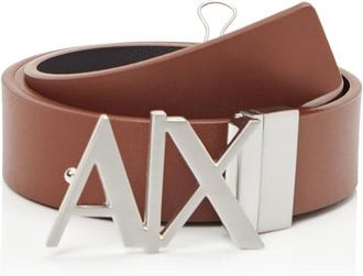 A|X Armani Exchange Essenial, Double Face, Metal Logo Plaque Ceinture, Multicolore, 36 cm Homme