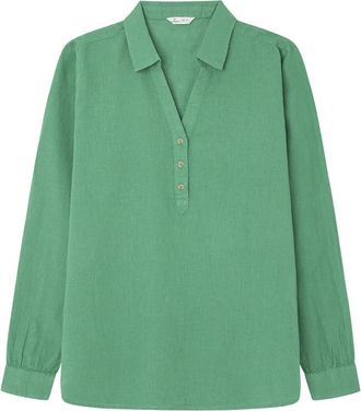 Springfield Damen Linen Polo Style Shirt Businesshemd, Ivory, 34