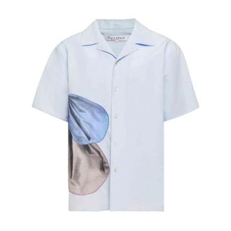 J.W.Anderson Homme, Chemises, Bleu, Taille: M Chemise &agrave; Col Camp Imprim&eacute; Graphique