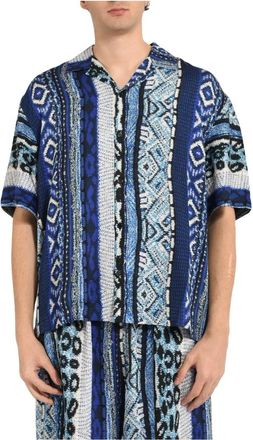 Laneus Homme, Chemises, Bleu, Taille: 2XL Jacquard Short Sleeve Shirt