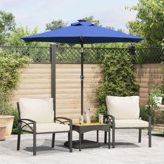 vidaXL Parasol de jardin LED m&acirc;t en acier bleu azur&eacute; 225x225x212 cm vidaXL