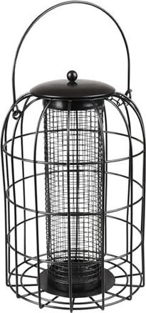 Flamingo Vogelhaus - Meisenknödelhalter Olov Schwarz 17,5x17,5x27cm Vogelfutterspender für Wildvögel
