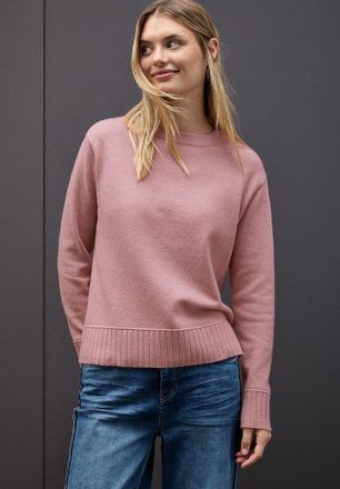 Street One Rundhalspullover mit Rippb&uuml;ndchen