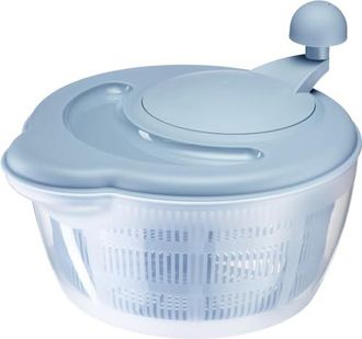 Westmark Salatschleuder, Fassungsvermögen: 5 Liter, ø 26 cm, Kunststoff, BPA-frei, Fortuna, Transparent/Blau, 2432224B