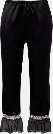 Saint Laurent Weite Hose aus Seidensatin mit Spitze