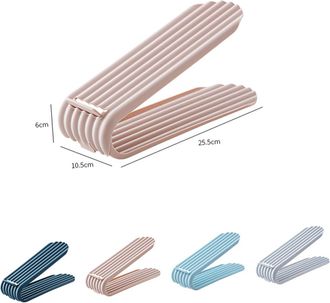 NUOBESTY 2 St&uuml;ck Platzsparendes Doppellagiges Schuhregal in Hellblau Stabiler Schuhhalter zur Organisierten Aufbewahrung von Schuhen im Schrank Wohnzimmer und 