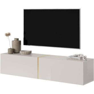 Selsey Selsey - bisira - Meuble tv - 140 cm - taupe (gris-beige) avec insert doré