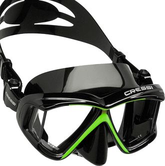 Cressi Panoramic 4 Windows Scuba Dive Mask, with Side View, Lime Green/Black