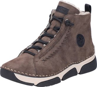 Rieker Winterboots RIEKER, Damen, Gr. 38, braun (braun, schwarz), Lederimitat, Schuhe, Winterstiefelette, Outdoorboots, Warmfutter, mit Innenreißverschluss, 