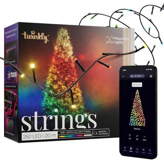 Twinkly Strings 250 LED RGB+ Wei&szlig;, LED-Lichterkette, Smarte LEDs f&uuml;r den Innen- und Au&szlig;enbereich, Kompatibel mit Alexa und Google Home, IP44, App-Steuerung, S