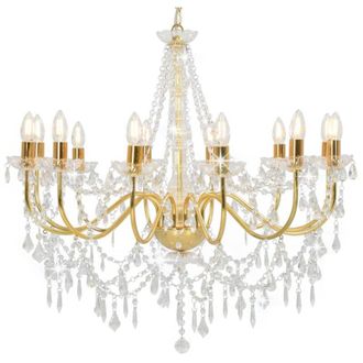 vidaXL Vidaxl - Lustre avec des perles de candelabrum &eacute;l&eacute;gantes 12 jeux e14 diff&eacute;rentes couleurs Couleur : Or