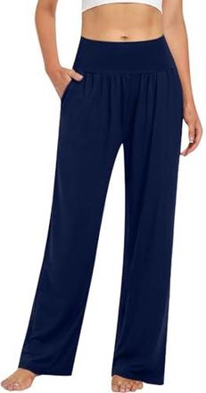 Generic Pantalon de jogging d&eacute;contract&eacute; et ample pour femme avec jambes larges, pantalon de yoga confortable, pantalon de sport taille haute avec leggings pai