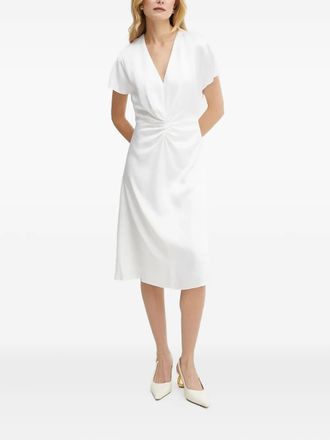 BOSS robe mi-longue à col v - Blanc