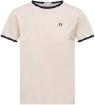Moncler Femme, Tops, Beige, Taille: 40 FR Logo-Print Cotton T-Shirt