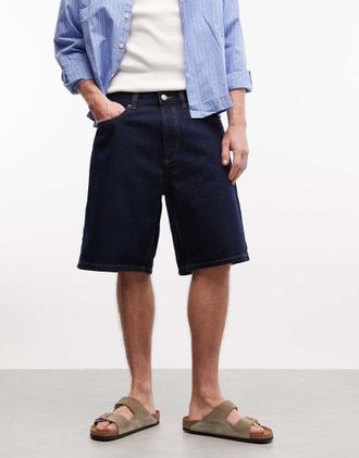 Obey Bigwig - Short en jean baggy - Indigo fonc&eacute; d&eacute;lav&eacute;-Bleu