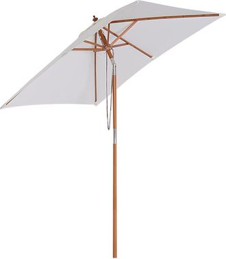 OUTSUNNY Parasol rectangulaire inclinable bois polyester haute densit&eacute; 2L x 1,5l x 2,3H m cr&egrave;me