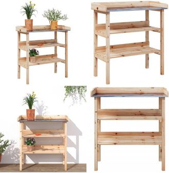 vidaXL Vidaxl - Pflanztisch mit Ablagen 78x38x82,5 cm Massivholz Tanne - Holzregal - Holzkiste - Blumenschrank - Pflanzenst&auml;nder - Balkonm&ouml;bel - Home &