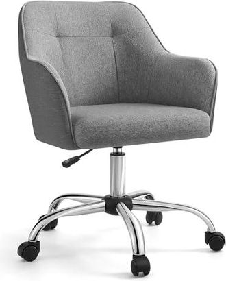 Songmics Homeoffice Stuhl, Drehstuhl, Schreibtischstuhl, h&ouml;henverstellbar, bis 110 kg belastbar, atmungsaktiver Stoff, f&uuml;r Arbeitszimmer, Schlafzimmer, grau OB