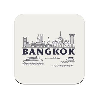 Fabulous Bangkok minimalistischer Untersetzer aus Kork, f&uuml;r Reisen Thailand Tourismus, 1 St&uuml;ck (95 x 95 mm)