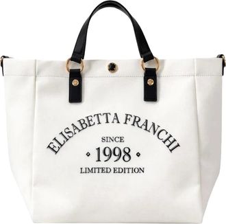 Elisabetta Franchi Femme, Sacs, Blanc, Taille: ONE Size Handle Tote Bag
