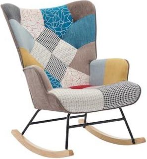Vente-Unique Fauteuil &agrave; Bascule en Tissu chin&eacute; Patchwork Multicolore ELMINA II