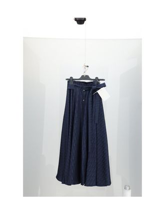 Dior Womens Skirt Oblique Ton Sur Blue Silk