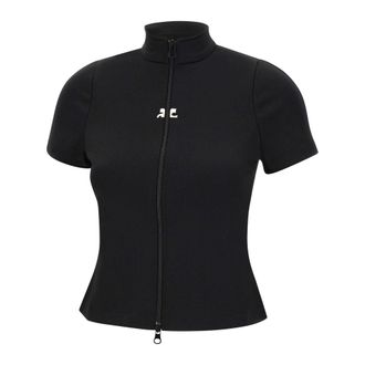Courr&egrave;ges Interlock Trainingsjacke - - Sweatshirts & Hoodies - Damen - Schwarzk - M