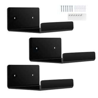 Generico Transparente Wandregale: 3-teiliges Acryl-Displayregal-Set, schwebendes, modernes Badezimmer-Make-up-Organizer, minimaler Stauraum, Wohnstil