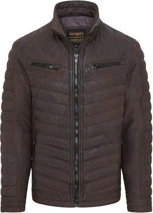Infinity Leather Blouson Aviateur Vintage Matelass&eacute; en Cuir Matelass&eacute; Marron Pour Hommes