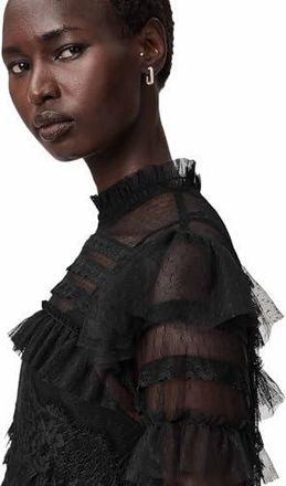 AllSaints Allsaints Cavarly Ls Maxi Dres pour Femme, Dentelle Noire., 34