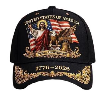 Generic Chapeau d&eacute;contract&eacute; avec impression artistique sur le th&egrave;me de la foi et du 250e anniversaire des &Eacute;tats-Unis dAm&eacute;rique, Noir, M